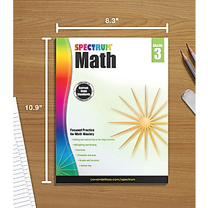 Spectrum 3rd Grade Math Workbooks, Ages 8 to 9, Math Workbooks Grade 3, Multiplication, Division, Fractions, Addition and Subtracting to 4-Digit Numbers - 160 Pages (Volume 4)