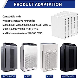 3 Packs 115115 True HEPA Replacement Filter A Compatible with Winix PlasmaWave C535, 5300-2, 6300-2, 5300, 6300, P300,9000, 5000, 5000B Purifier Fellowes AeraMax 290 300 DX95 with 9 Carbon Pre-filters