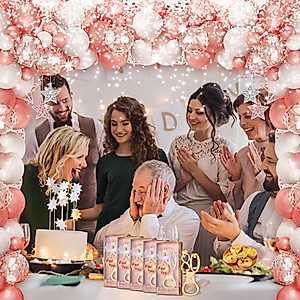 24 boxes of rose gold themed 80th birthday bottle openers favored for 80th anniversary wedding party gifts, 80th birthday party souvenirs or party decorations (80 shape)