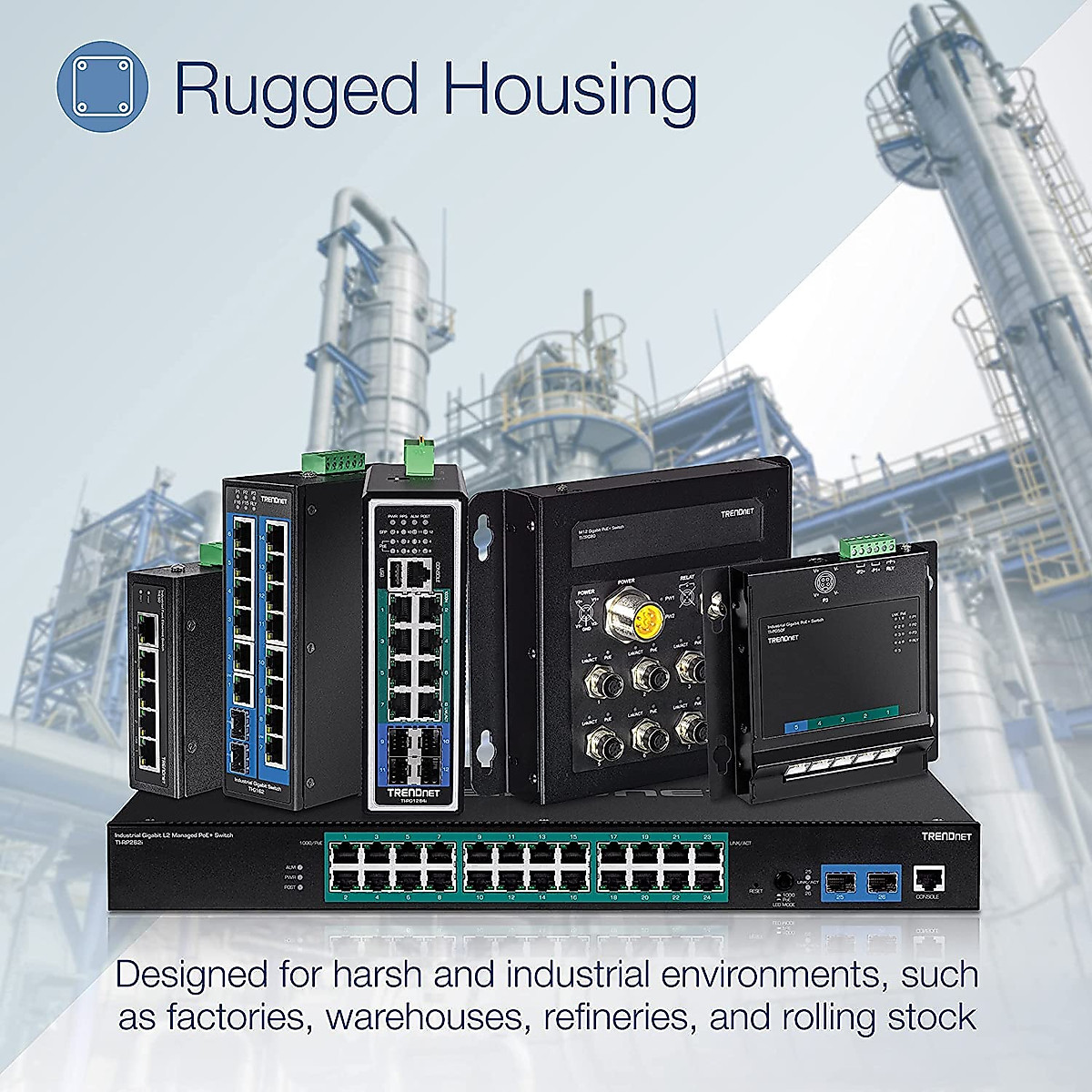 TRENDnet 6-Port Hardened Industrial Gigabit Poe+ Layer 2 Managed DIN-Rail Switch, 4 x Gigabit PoE+ 802.3at Ports, 1 x Gigabit Port, 1 x Gigabit SFP Slot, 120W Power Budget, Black, TI-PG541i