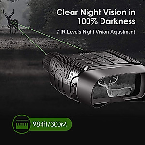 Night Vision and Day Binoculars for Hunting in 100% Darkness - Digital Infrared Goggles Military for Viewing 984ft/300M in Dark with 2.31" LCD Screen, Take Day Night IR Photos Video 32G TF Card Adults