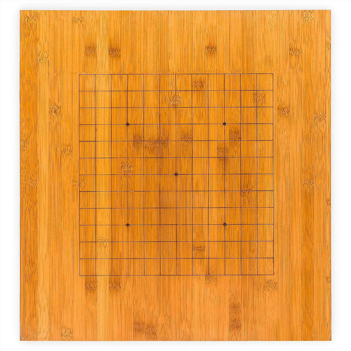 Yellow Mountain Imports Bamboo 0.8-Inch Etched Reversible 19x19 / 13x13 Go Game Set Board with Single Convex Melamine Stones and Bamboo Bowls Set - Classic Strategy Board Game (Baduk/Weiqi)