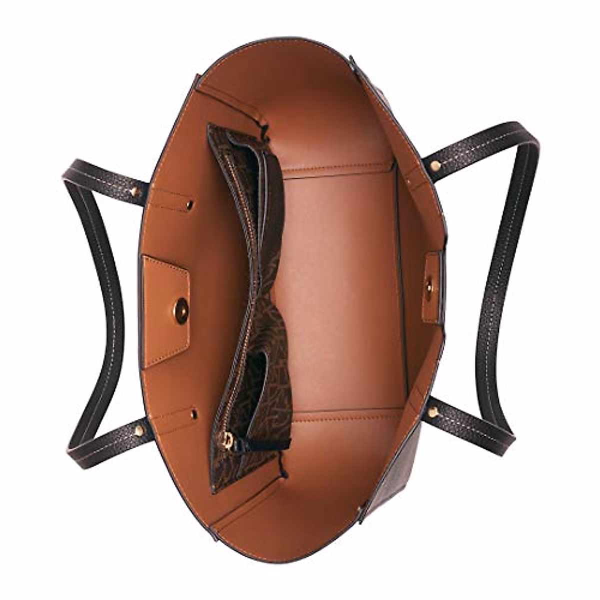 Calvin Klein Mercy Signature Top Zip Tote, Textured Almond/Taupe/Maraschino