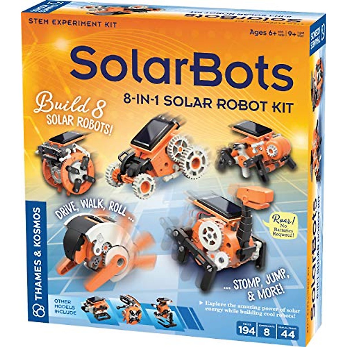 Thames & Kosmos SolarBots: 8-in-1 Solar Robot STEM Experiment Kit | Build 8 Cool Solar-Powered Robots in Minutes | No Batteries Required | Learn About Solar Energy & Technology | Solar Panel Included