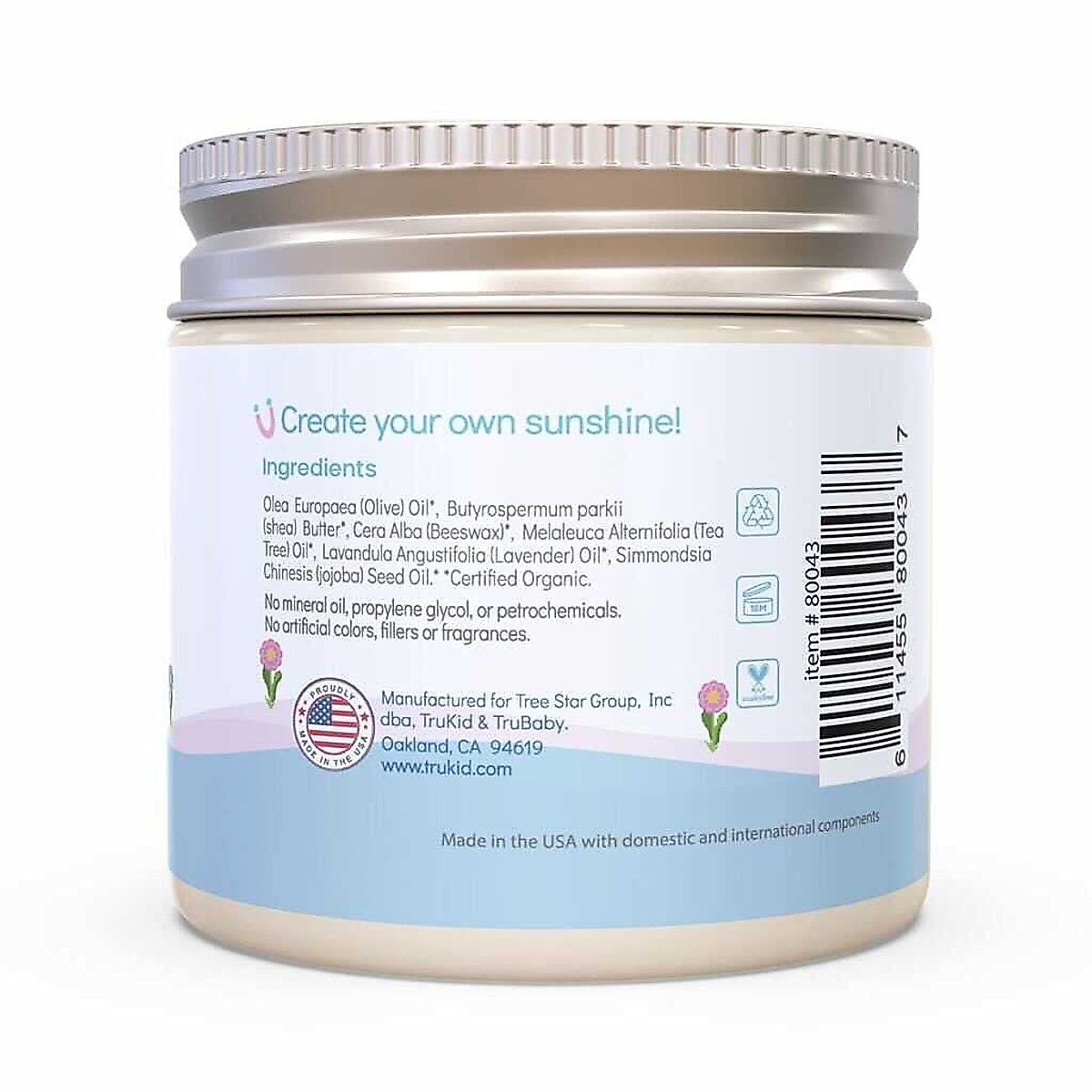 TruKid Organic Diaper Balm | Nourishes Sensitive Skin, Natural Ointment To Nourish And Protect From Infection, Chafing And Irritation By Trubaby, 2-Fluid Ounce