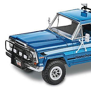 Revell Level 4 Model Kit 1980 Jeep Honcho Pickup Truck Ice Patrol with Snowmobile 1/24 Scale Model