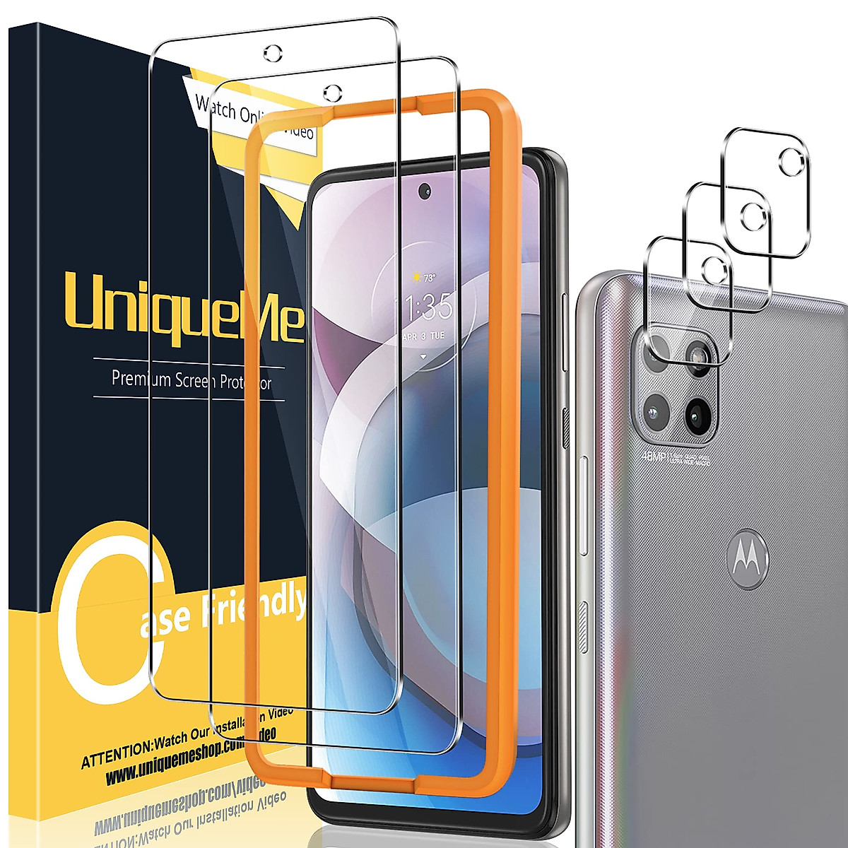 UniqueMe [ 2+3 Pack Compatible with Motorola One 5G Ace Tempered Glass + Camera Lens Protector Screen Protector [Easy Installation][HD Clear][9H Hardness]【Not for Moto G 5G/One 5G/One 5G UW】