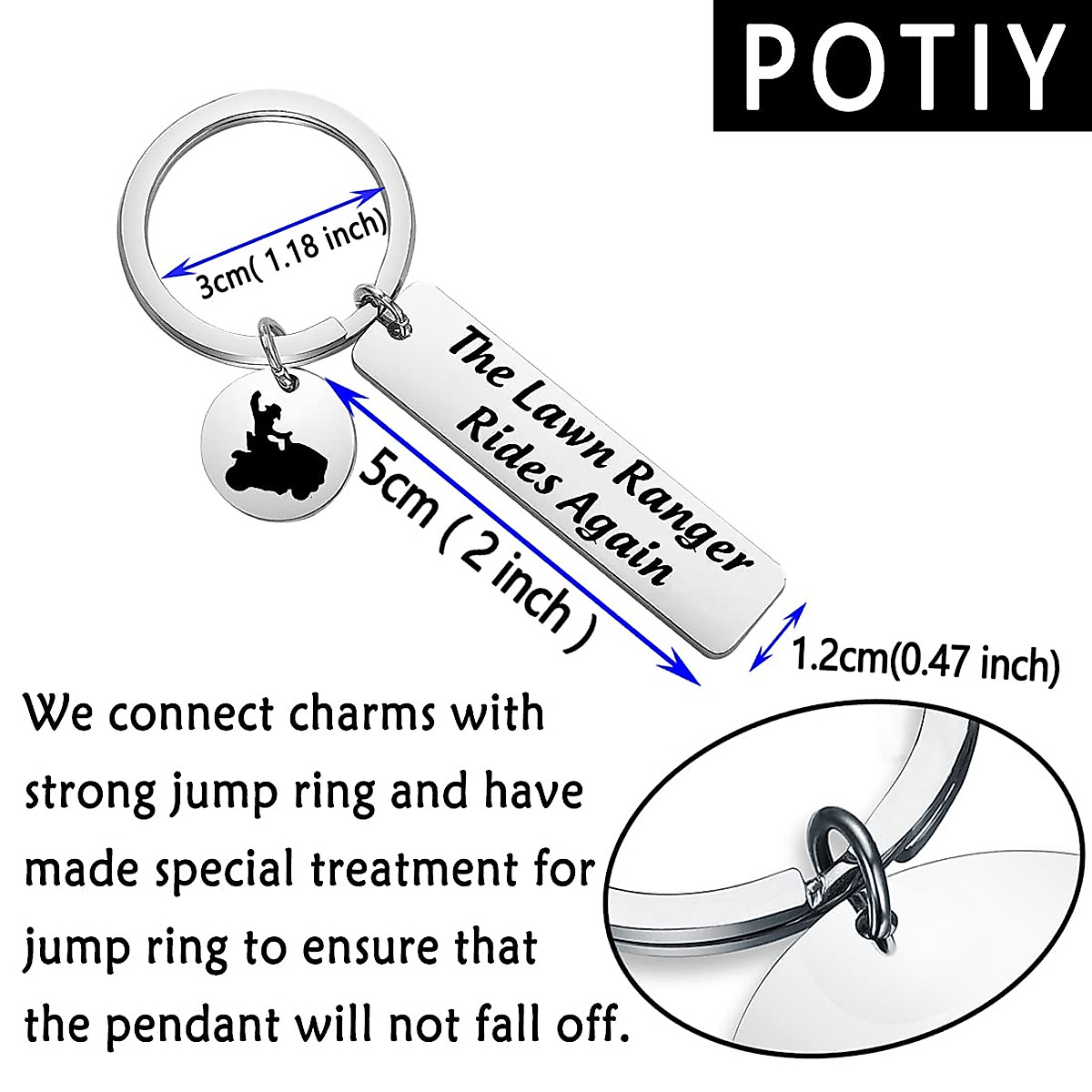 POTIY Lawn Enforcement Gift Mowing the Lawn Jewelry the Lawn Ranger Rides Again Keychain Outdoors Keychain Father's Day Keychain (keychain)