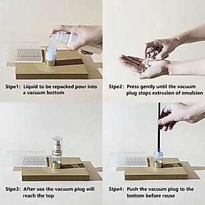 Lil Ray 1 Oz Refillable Airless Pump Bottle, Empty Travel Lotion Container, Plastic Cosmetic Dispenser for Liquid foundation, Lotion, Essential oil, Shampoo (6PCS,Light Gold)