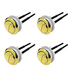 Quluxe 48MM Toilet Tank Button Dual Push Flushing Toilet Button Toilet Button Replacement Toilet Flush Button with Thread Diameter- Gold (Pack of 4)
