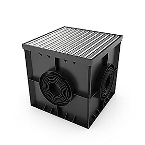 Vodaland - 16x16 Inch Catch Basin. PPE Plastic with 100% Stainless Steel - ADA/Heel Proof Grate and Sediment Basket Included.