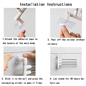 2 Pieces Towel Holder, Swing Arm Kitchen Bathroom Towel Rack Wall Self-Adhesive, 2-arm