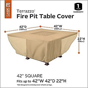 Classic Accessories Terrazzo Water-Resistant 42 Inch Square Fire Pit Table Cover