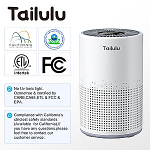 Air Purifiers for Bedroom Home Pets 800 Ft², Tailulu H13 True HEPA Air Filter Portable Air Purifier with 12dB Sleep Mode, Speed Control, Timer, Quiet Air Cleaner For Odor Dust Smoke Pollen AP050