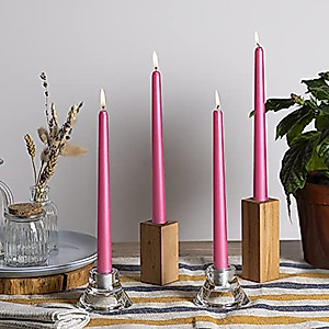 CANDWAX 10 inch Taper Candle Sticks Long Burning Set of 12 - Dripless Dinner Candles for Table Look Like Matte Metallic Candles and are Ideal for Any Occasion - Pink Glitter Taper Candles