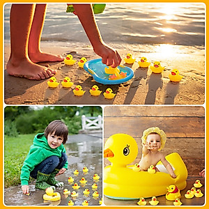 300 Pcs Rubber Ducks Bath Toy, Float Squeak Mini Yellow Ducks, Tiny Baby Shower Rubber Ducks, Preschool Bathtub Toy Pool Toy for Party Supplies Shower Birthday, Yellow (1.57 x 1.57 x 1.18 Inch)