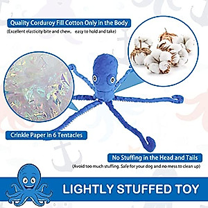 EXPAWLORER Octopus Dog Toy - Long Dog Squeaky Toys Puppy Birthday Gift Soft Stuffed Chew Toy, Crinkle Paper and Built-in Squeaker Durable Interactive Plush Toy for Small Medium Large Dogs, Blue