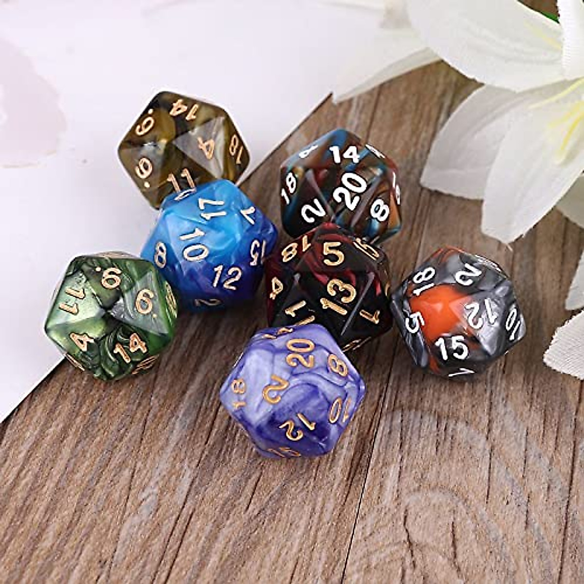 SUWEILE SZSZ 7pcs D20 Polyhedral Muti-Sided Dice Numbers Dials Table Board Role Playing Game for Bar Pub Club Party 0212