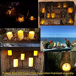Enido Flameless Candles, LED Candles Outdoor Waterproof Candles(D: 3" x H: 4" 5" 6") Battery Operated Plastic Pack of 9 Pillar