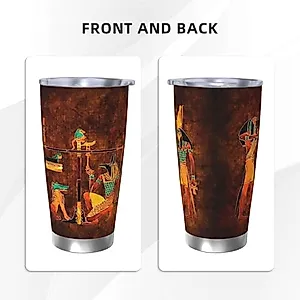 Anubis Egyptian God Hieroglyphs 20 Oz Travel Cup, Double Stainless Steel Cup Insulated Keeps Drinks Cold - Suitable For Outdoor Activities