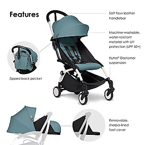 BABYZEN YOYO2 Stroller & 0+ Newborn Pack - Includes White Frame, Aqua 6+ Color Pack & Aqua 0+ Newborn Pack - Suitable for Children Up to 48.5 Pounds