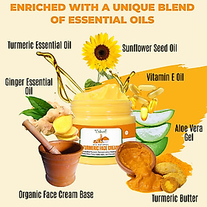 Turmeric Face Cream for Face & Body - All Natural Turmeric Skin Brightening Lotion - Turmeric Cleanses Skin, Fights Acne, Evens Tone, Fades Scars, Sun Damage, & Age Spots - Handcrafted Made in USA