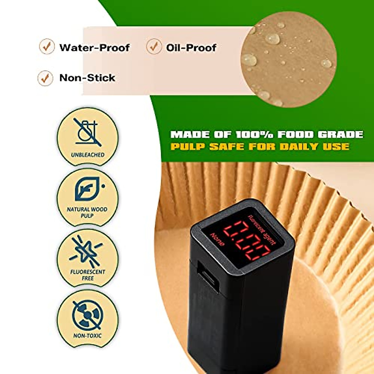 Air Fryer Disposable Paper Liner, Non-Stick Air Fryer Liners, Oil Resistant, Waterproof, Food Grade Baking Paper Baking Microwave Baking Paper, for All Air Fryers Above 3.5QT(50 PCS).