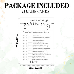 ZIIUFRN Bridal Shower Games, What Did The Groom Say, 5x7 Inches, Fun and Hilarious Games for Bridal Shower, Wedding Shower, Bachelorette Party Decorations Supplies -A12