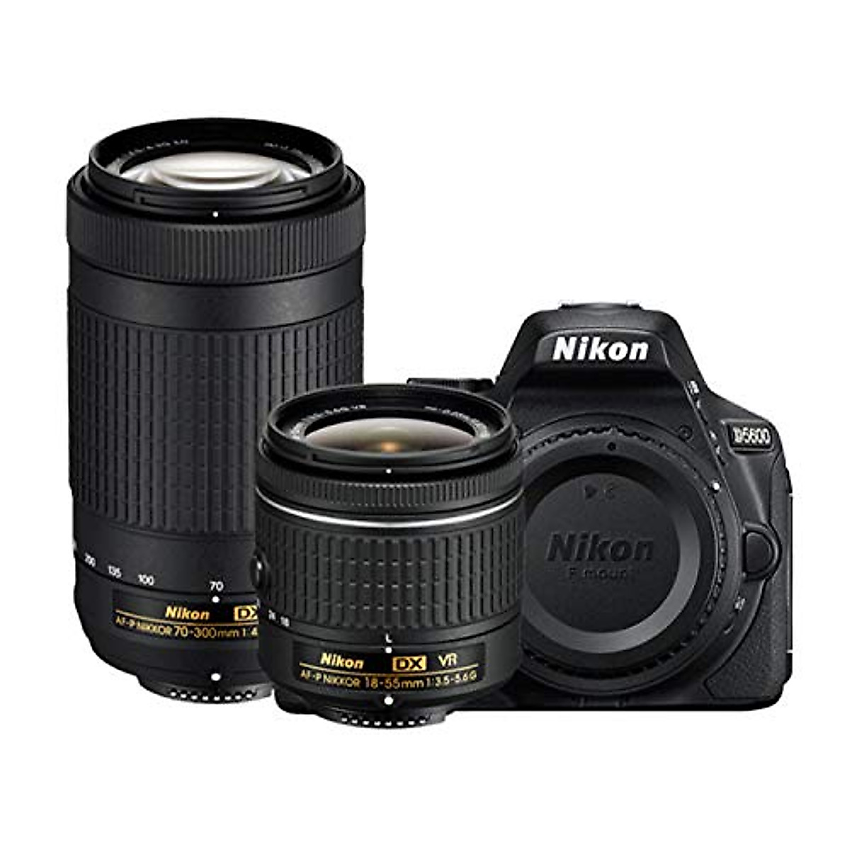 Nikon D5600 24.2MP DSLR Camera with 18-55mm and 70-300mm Lenses Bundled with 64GB SD Card, Filters, and Accessories (9 Items)