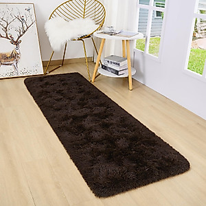 DETUM Dark Brown Runner Rug 2X6 for Hallyway Entryway Kitchen Fluffy Area Rugs for Bedroom Soft Kids Room Rugs Machine Washable Nonslip Carpets Modern Home Decoration