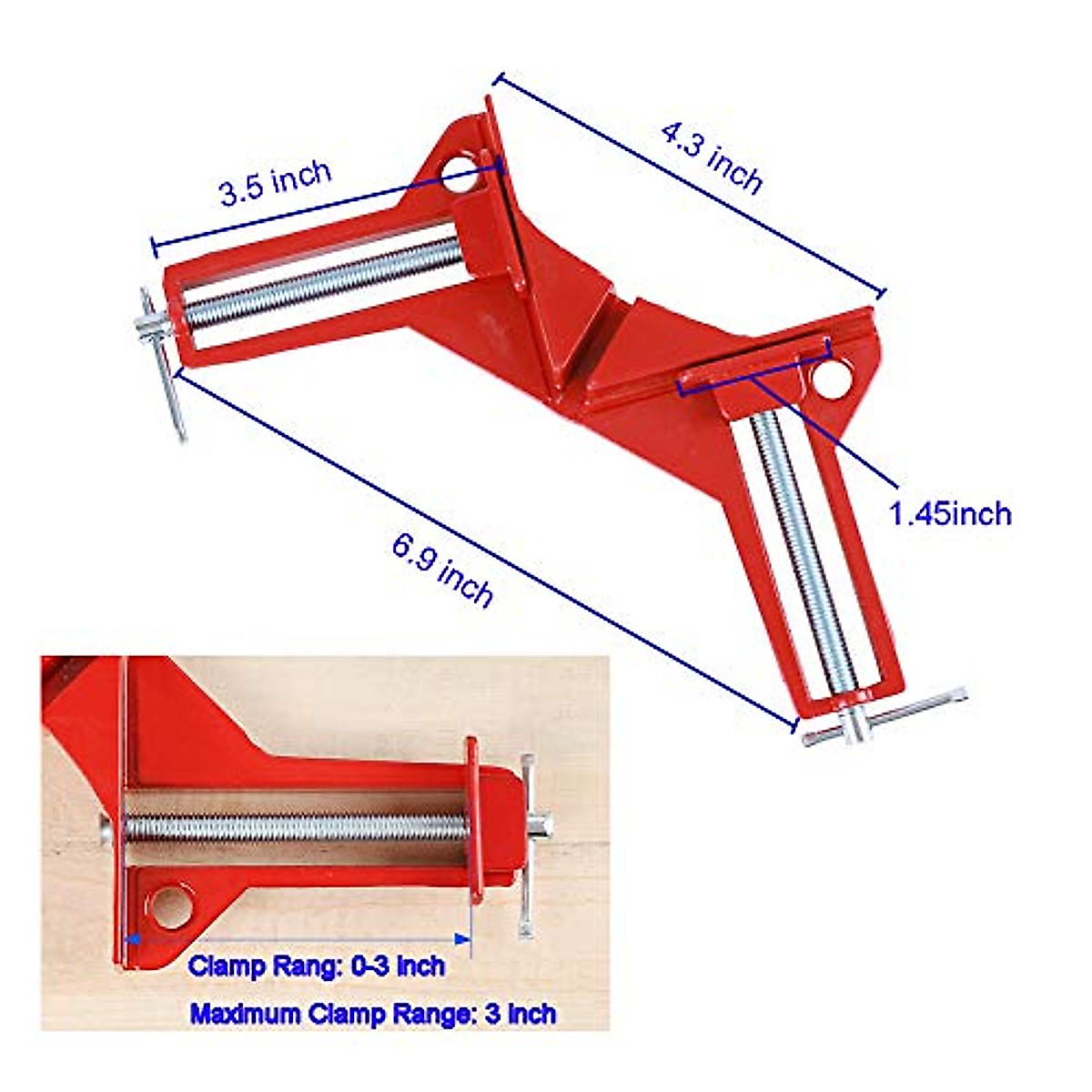 Corner Clamps for Woodworking, 90 Degree Right Angle Clamps Corner Clamp Woodworking Set of 4, Adjustable Corner Square Clamp for Picture Frames Welding Fish-tanks Cabinets Shelf Holder DIY Hand Tool