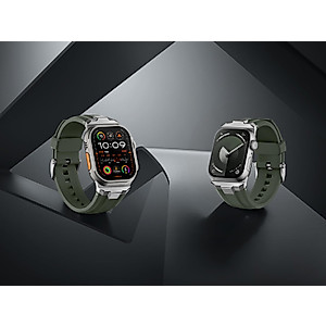 Suitisbest Sport Band for Apple Watch Ultra 2/Apple Watch Ultra Bands 49mm 45mm 44mm 42mm, Wide Rugged 316L Stainless Steel Connector Durable Silicone Band for iWatch Ultra 9 8 7 6 5 4 3 SE