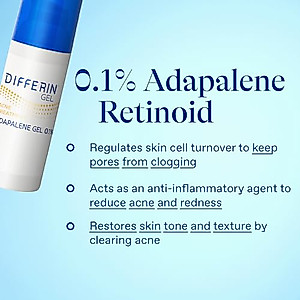 Differin Acne Treatment Gel, 30 Day Supply, Retinoid Treatment for Face with 0.1% Adapalene, Gentle Skin Care for Acne Prone Sensitive Skin, 15g Pump
