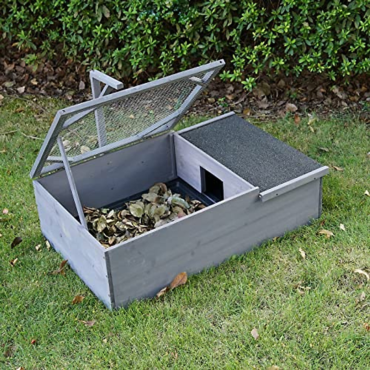 Tortoise House Large Tortoise Habitat Cage, Upgraded Wooden Tortoise Large Box Turtle Habitat Enclosure with Light Support Frame,Trays, Weatherproof Roof, Reptile Cage House for Lizards, Geckos