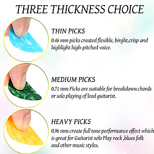 Yeshone 600 Pcs Guitar Picks Celluloid Guitar Pick Plectrums Guitar Picks for Acoustic Guitar Plectrum Guitar Pick Acoustic Guitar Picks for Electric Guitars(Multicolor,0.46mm, 0.71mm, 0.96mm)