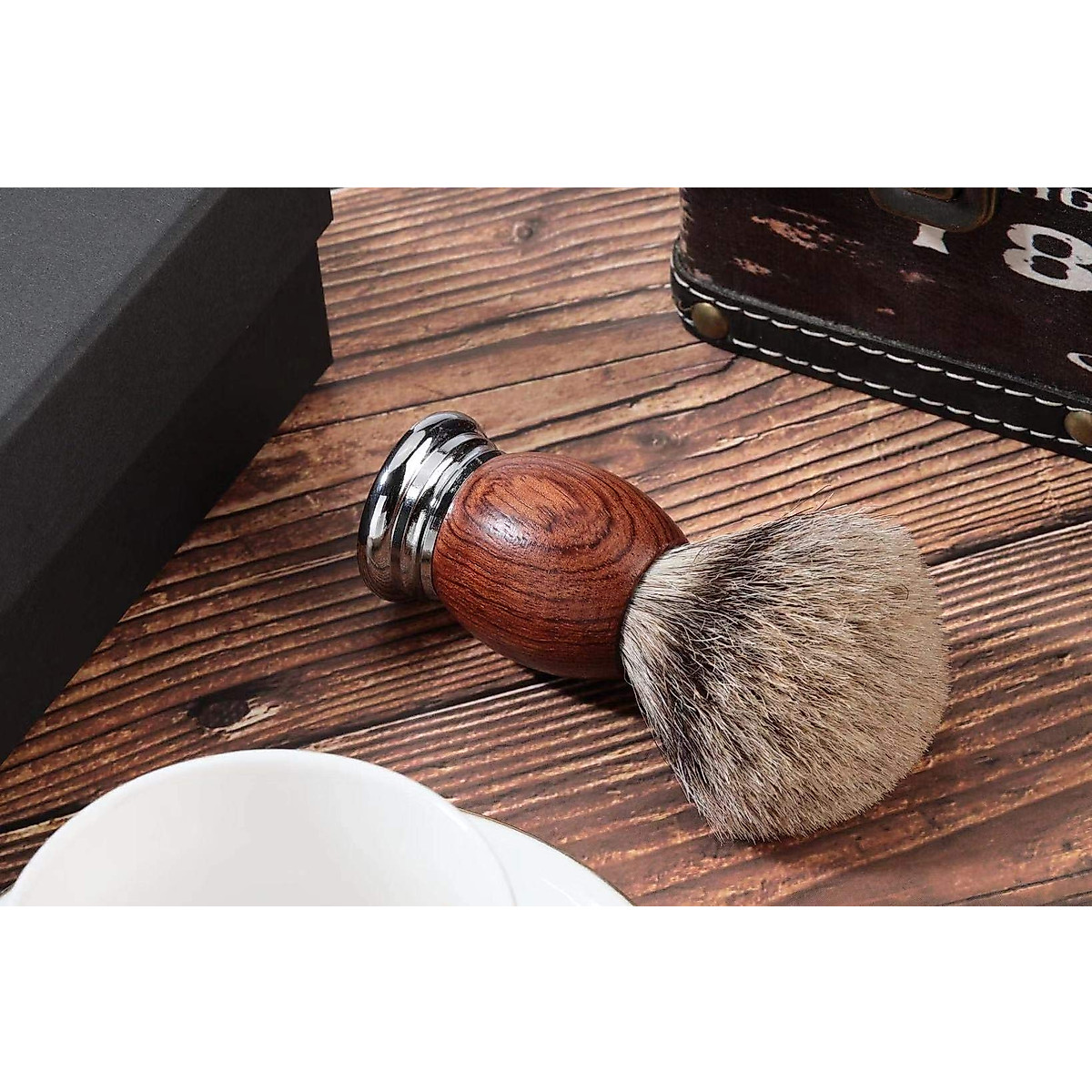 JOLI 100% Pure Badger Hair Shaving Brush Handmade With Walnut Wooden Handle and Stainless Steel Base Perfect for Wet Shaving
