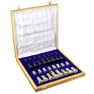 Ajuny Beautifully Crafted Unique Stone Art Chess Set Hand Carved Stone Pieces Board Size 10x10 Inches