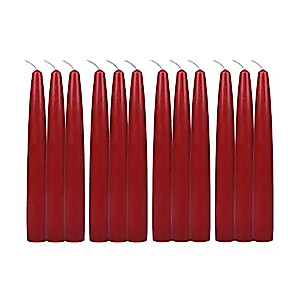 Zest Candle 12-Piece Taper Candles, 6-Inch, Red