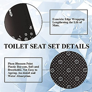 MEXERA 4PCS Bling Diamond Shower Curtain Set with Non-Slip Rugs Toilet Lid Cover and Bath Mat Shower Curtain with 12 Hooks Bathroom Sets with Shower Curtain and Rugs and Accessories