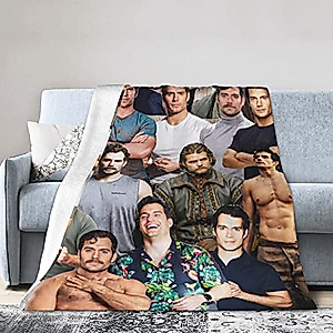 Blanket Henry Cavill Soft and Comfortable Wool Fleece Throw Blankets for Sofa Office car Camping Yoga Travel Home Decoration Cozy Plush Beach Blanket Gift