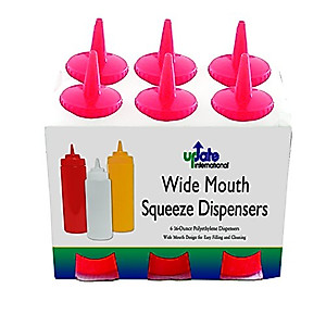 Update International SBC-32W Squeeze Bottle, 32 Oz., Wide Mouth, Clear, (6/Pack)