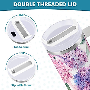 Emelivor Summer Hydrangea 30 oz Tumbler with Lid and Straw Insulated Tumblers with Handle Leak Proof Travel Coffee Mug Water Cup Bottles for Women Men Sports Gym