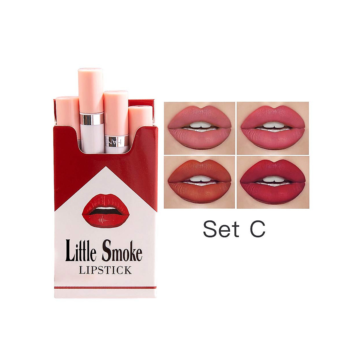 Emirde 4 Colors Matte Cigarette Lipstick Pack Set Tube Nude Red Lips Long Lasting Waterproof Liquid Lipstick Women Make up Velvet Cosmetic Lipsticks C