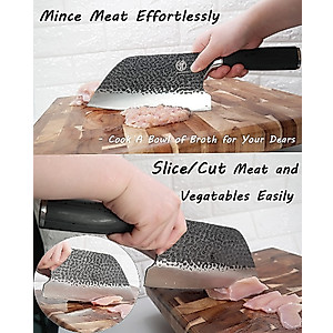 Authentic Serbian Chefs Knife - 7.5'' Full Tang Cleaver Knife - Razor Sharp High Carbon Steel - Rivet Pakka wood Handle for Kitchen fine cut