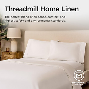 Threadmill King Size Pillow Cases 2 Piece Set | 1200 Thread Count 100% Supima Cotton Pillow Covers, Luxury Smooth Solid Sateen | Hotel White