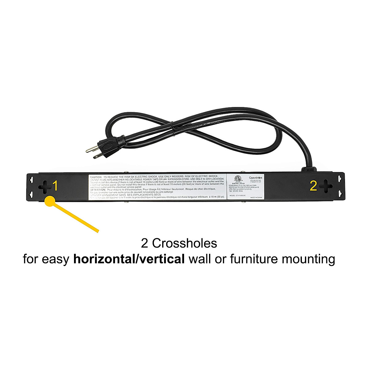 Opentron 5-Pack OT16063 Heavy Duty Metal Surge Protector Power Strip with Mounting Parts 6 White Outlets 3 Feet Power Cord