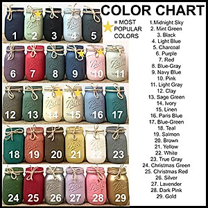 Set of 3, 4, or 5 - Painted Distressed Mason Jars - Choose Pint 16 oz or Quart 32 oz, Your Choice of Jar Colors, Artificial Flowers are Optional, Rustic Wedding Centerpieces for Tables Mason Jars