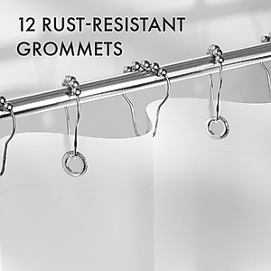 AmazerBath Fabric Shower Curtain Set, Ombre Black Shower Curtain with 12 Shower Curtain Hooks, Rustic Cloth Black and White Shower Curtain, Cute Washable Bathroom Shower Curtain Sets, 72x72 Inches