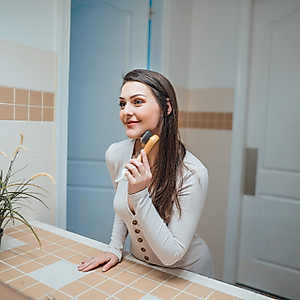 GranNaturals Manual Facial Cleansing Kabuki Brush - Skin Cleanser & Scrubber for Applying Foundation, Makeup, Face Mask, Acne Washing, Daily Deep Pore Cleaning - Men and Women