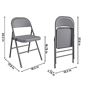 CoscoProducts COSCO All- Steel Folding Chair, 4-Pack, Gray